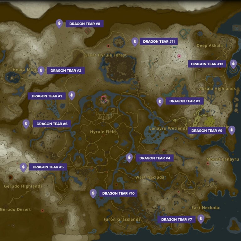 Dragon Tear Locations with Map - Tears of the Kingdom - Try Hard Guides