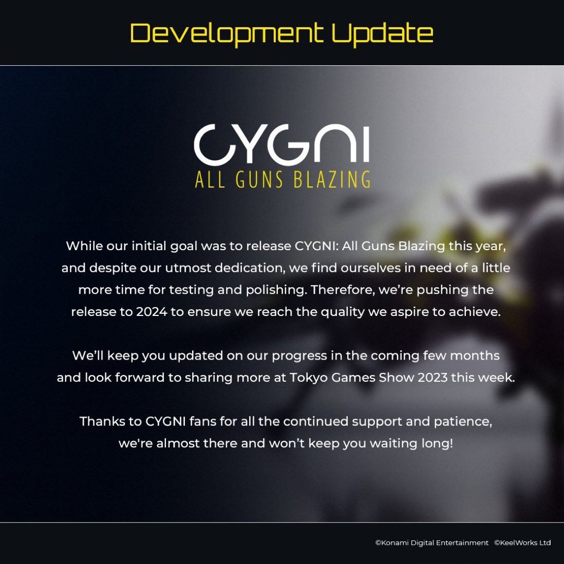 Konami delays CYGNI: All Guns Blazing release until 2024 - Try Hard Guides