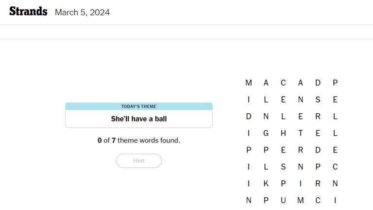 NYT Strands #2 March 5, 2024 Answers (3/5/24) - Try Hard Guides