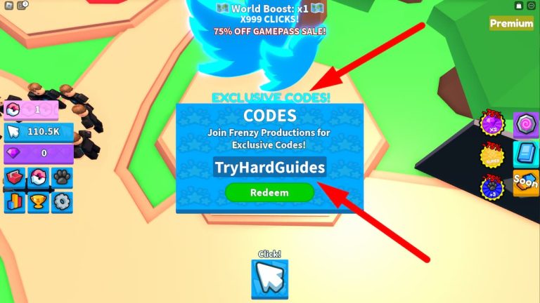 Clicking Gods Codes [x999k Clicks] (May 2026) - Try Hard Guides