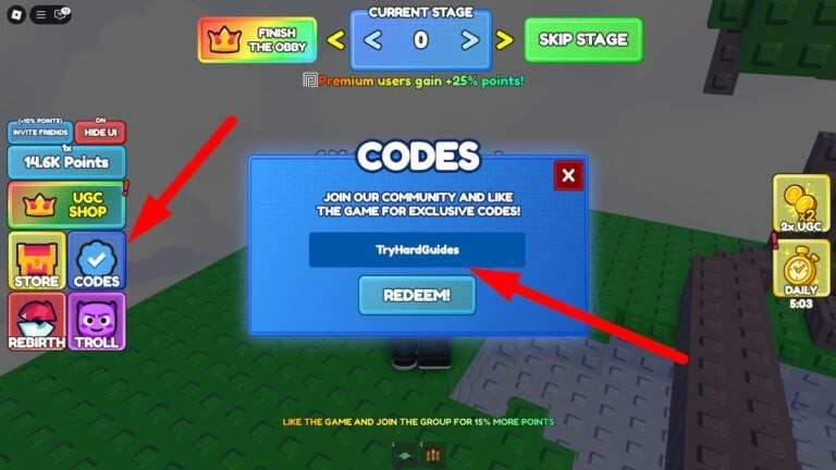 Free UGC Obby Codes [AFK or Play] (January 2026) - Try Hard Guides